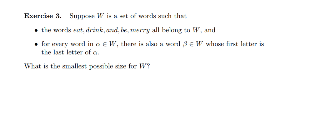 Solved Exercise 3 Suppose W Is A Set Of Words Such That The