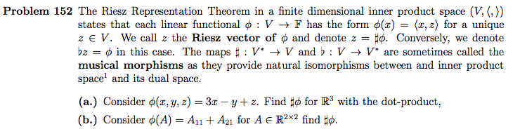 Solved Problem 152 The Riesz Representation Theorem In A