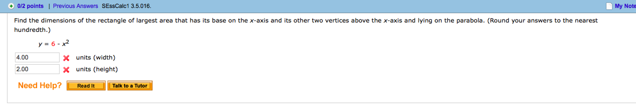 Solved Find the dimensions of the rectangle of largest area | Chegg.com