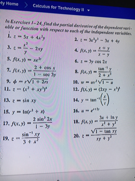 Solved Find the partial derivative of the dependent variable | Chegg.com