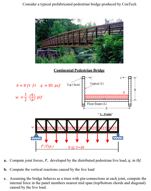 Solved Consider a typical prefabricated pedestrian bridge | Chegg.com