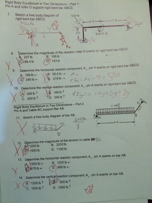 Solved Rigid body Equilibrium in Two Dimensions-parts 1: P | Chegg.com