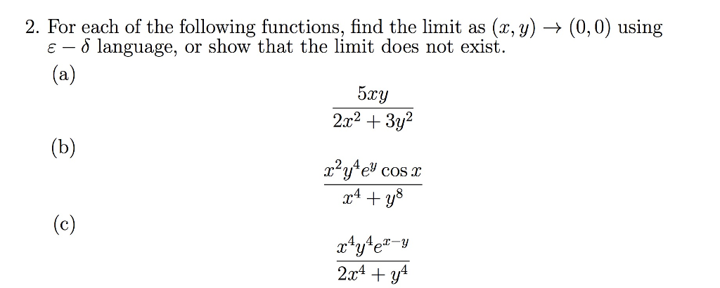 Solved For each of the following functions, find the limit | Chegg.com