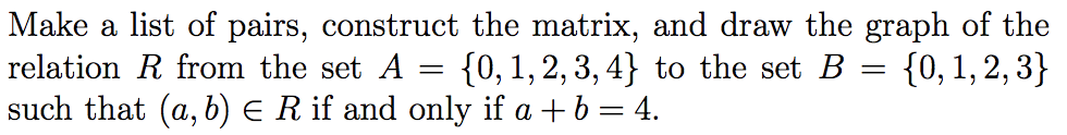 Solved Make a list of pairs, construct the matrix, and draw | Chegg.com