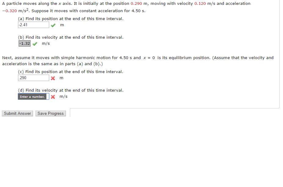 Solved A particle moves along the x axis. It is initially at | Chegg.com