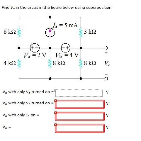 Solved Find V_o in the circuit in the figure below using | Chegg.com
