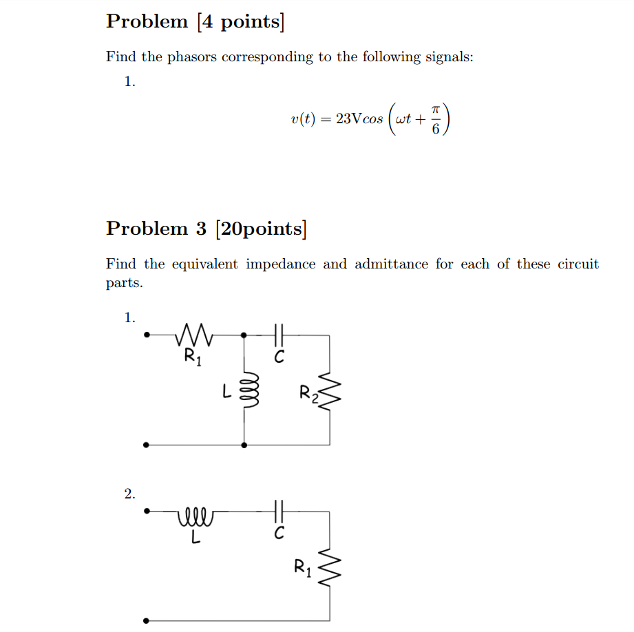 Solved Find the phasors corresponding to the following | Chegg.com