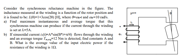 Solved Consider the synchronous reluctance machine in the | Chegg.com