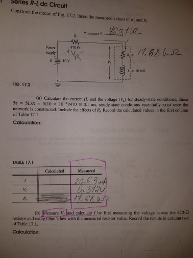 Solved Series R-L dc Circuit Construct the circuit of Fig. | Chegg.com