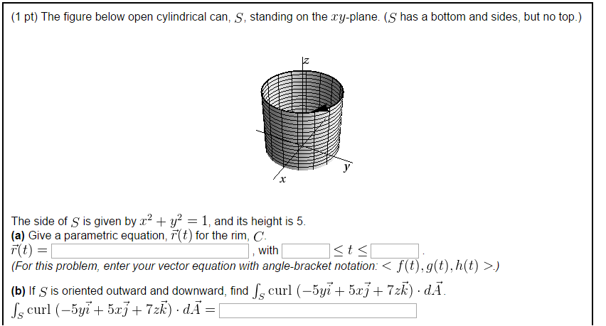 Solved The figure below open cylindrical can: S, standing on | Chegg.com