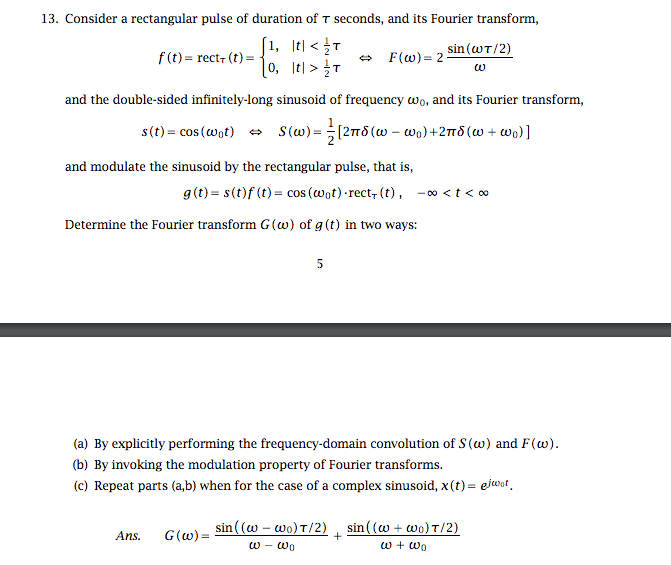 Solved Consider a rectangular pulse of duration of tau | Chegg.com