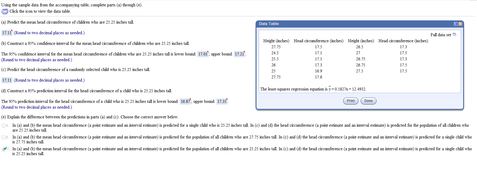 Solved Using the sample data from the accompanying table, | Chegg.com