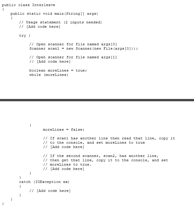 Solved Finish the ptogram to interleave two different input | Chegg.com