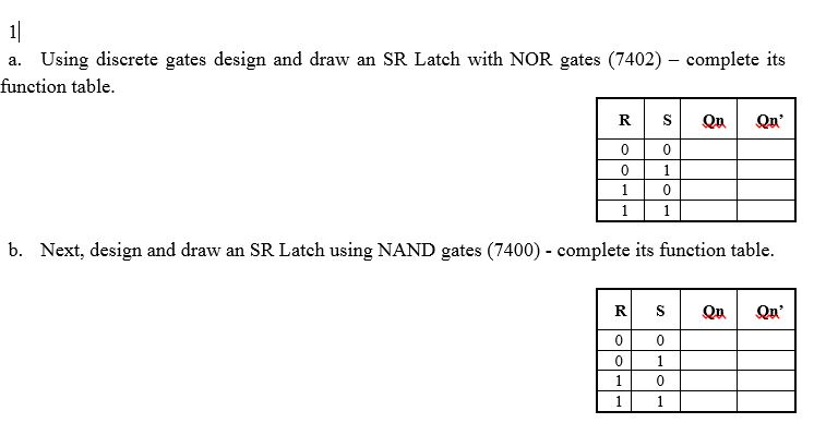 Solved a Using discrete gates design and draw an SR Latch | Chegg.com