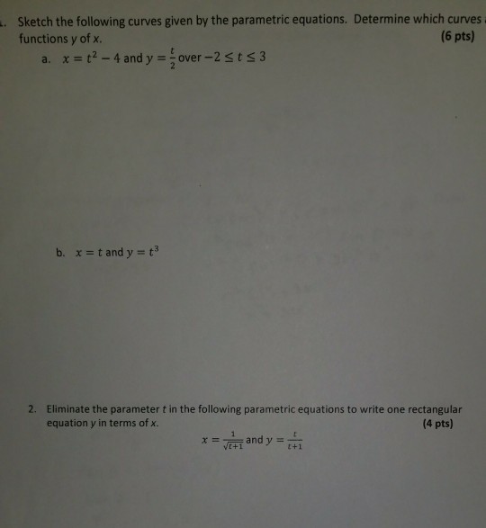 Solved Sketch the following curves given by the parametric | Chegg.com
