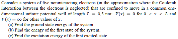 Solved Consider a system of five noninteracting electrons | Chegg.com