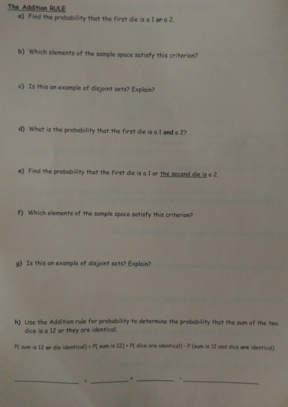 Solved TASK 1: Consider a simple experiment such as the roll | Chegg.com
