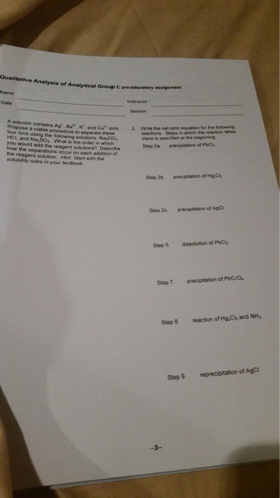 Solved Qualitative Analysis of Analytical Group I: | Chegg.com