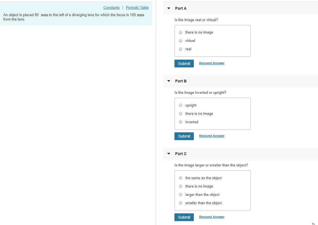 Solved Constants I Periodic Table Part A An object is | Chegg.com