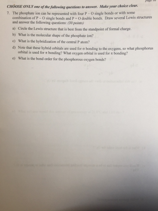 Solved The phosphate ion can be represented with four P - O | Chegg.com