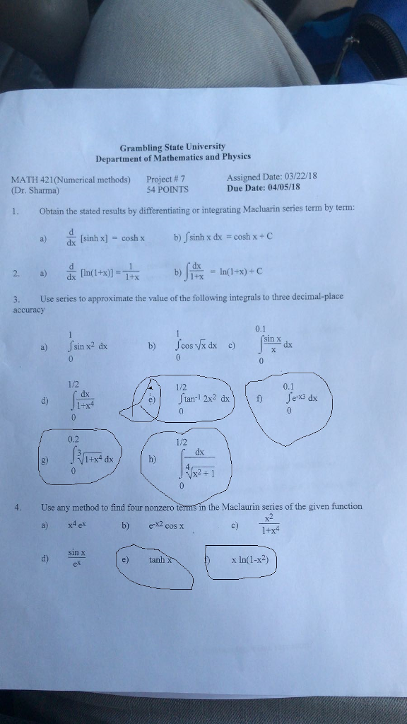 Solved Grambling State University Department of Mathematies | Chegg.com