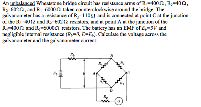 Solved An unbalanced Wheatstone bridge circuit has | Chegg.com