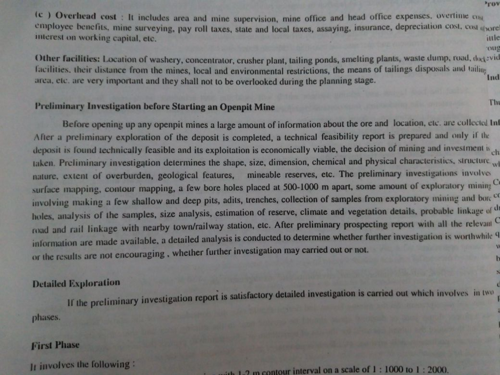 Prov c) Overhead cost It includes area and mine | Chegg.com