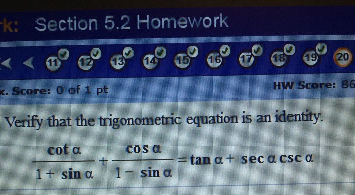 Solved Verify that the trignometric equation is an identity. | Chegg.com