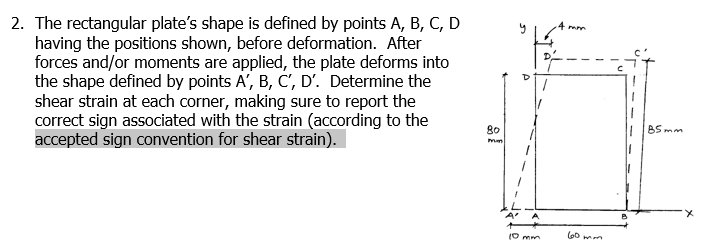 Solved The rectangular plate's shape is defined by points A, | Chegg.com
