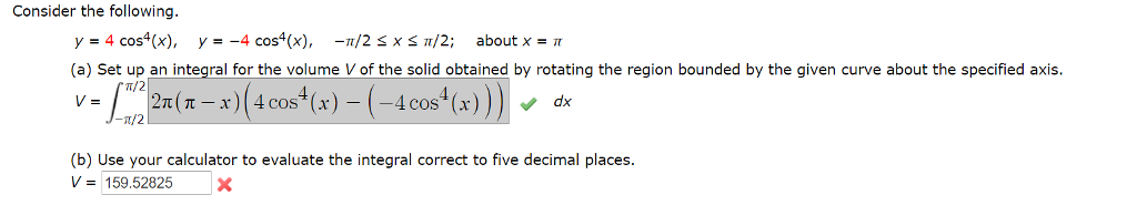 Solved Consider the following. y = 4 cos4(x), y =-4 cos4(x), | Chegg.com
