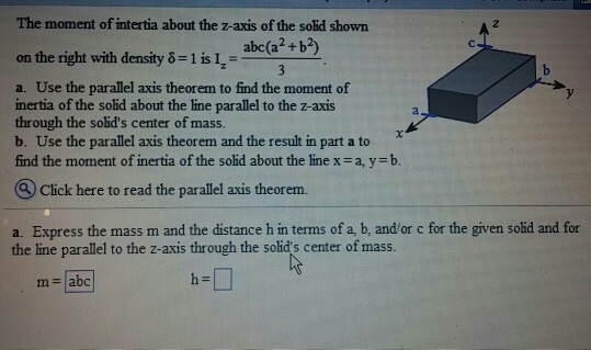 Solved The moment of intertia about the z-axis of the solid | Chegg.com