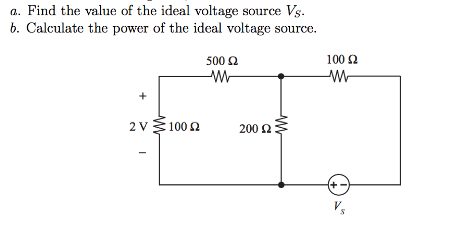 Solved Find the value of the ideal voltage source V_S. | Chegg.com