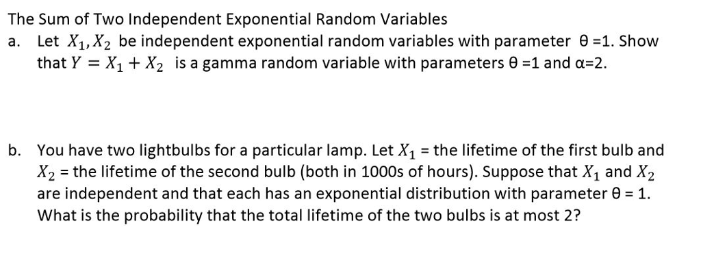 Solved The Sum Of Two Independent Exponential Random