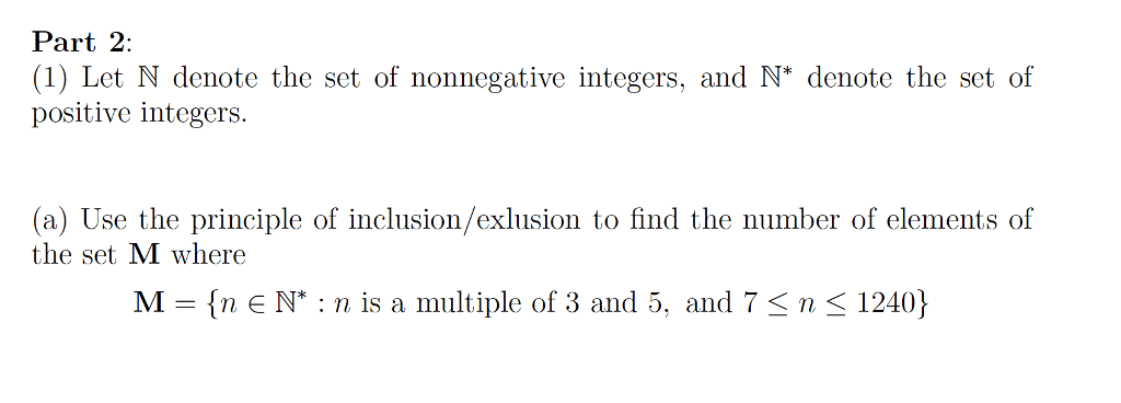 Solved Part 2: (1) Let N denote the set of nonnegative | Chegg.com