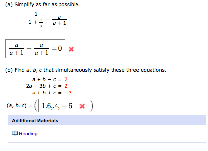 Solved (a) Simplify as far as possible. Ca a+1 a+1 (b) Find | Chegg.com