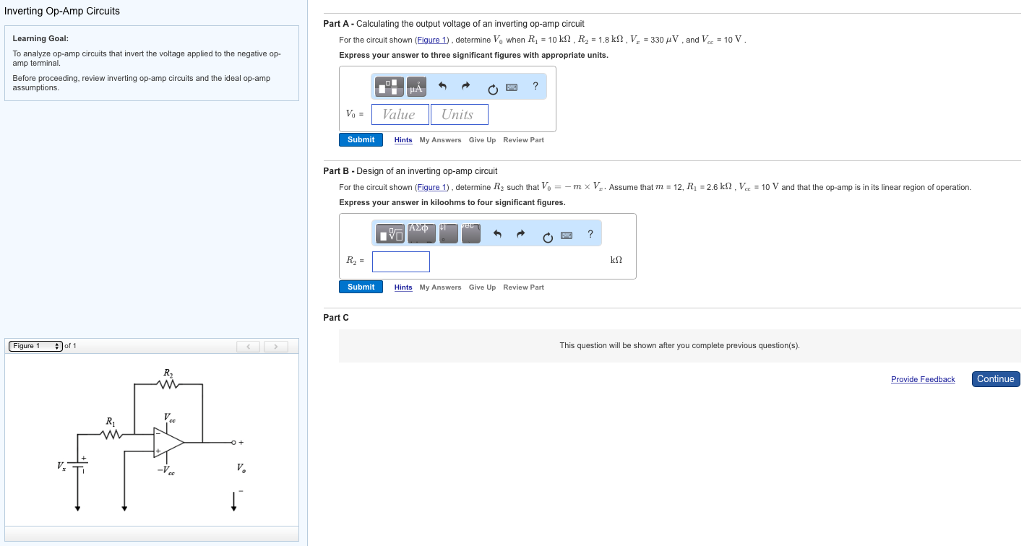 Solved Part A - Calculating the output voltage of an | Chegg.com