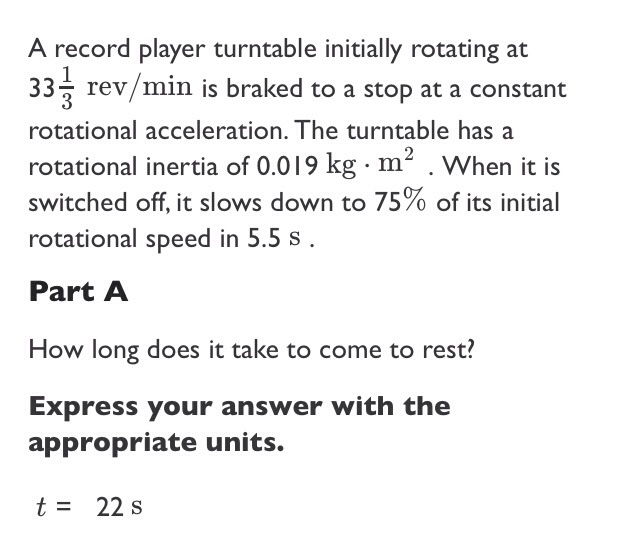 Solved A record player turntable initially rotating at 33 | Chegg.com