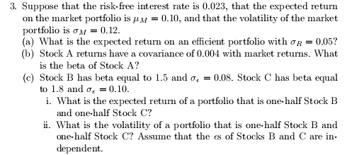 Solved 3. Suppose that the risk-free interest rate is 0.023, | Chegg.com