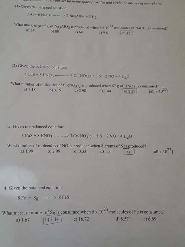 Solved DLE Syour ser-up in the space provided and circle the | Chegg.com