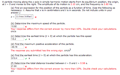 Solved A particle moving along the x axis in simple harmonic | Chegg.com