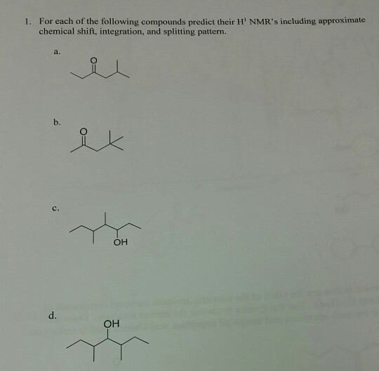 Solved 1. For each of the following compounds predict their | Chegg.com