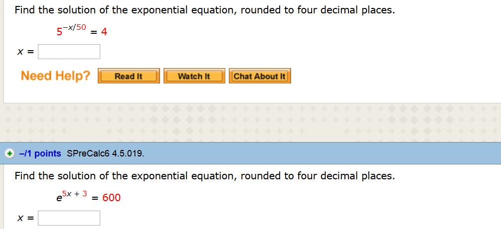 Solved Find the solution of the exponential equation, | Chegg.com