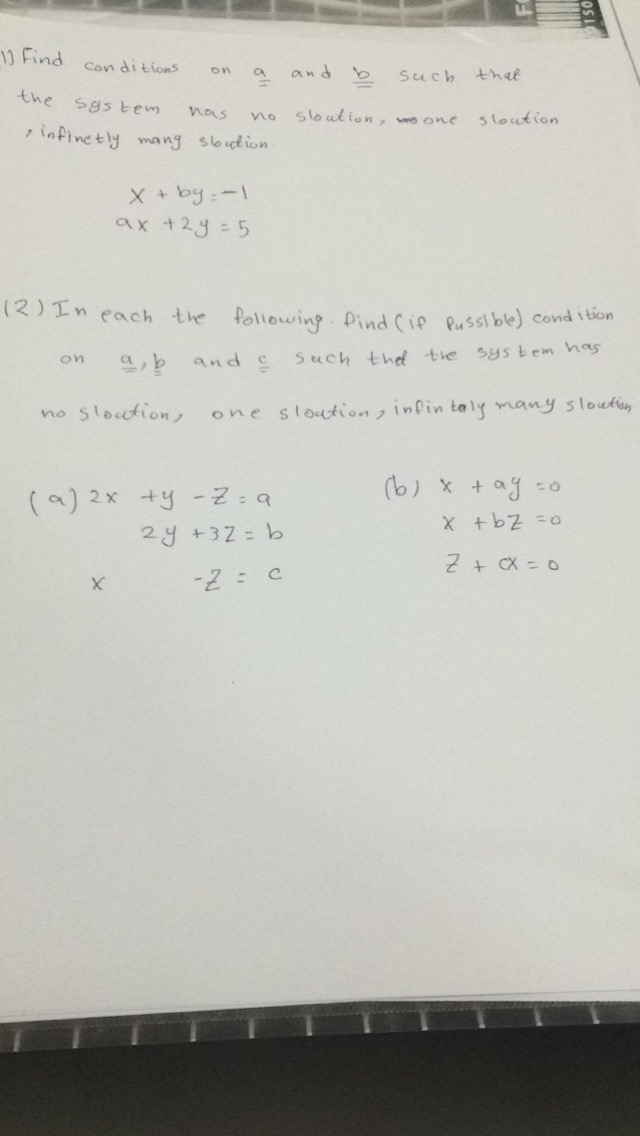 Solved Find Conditions On A And B Such That The System Has