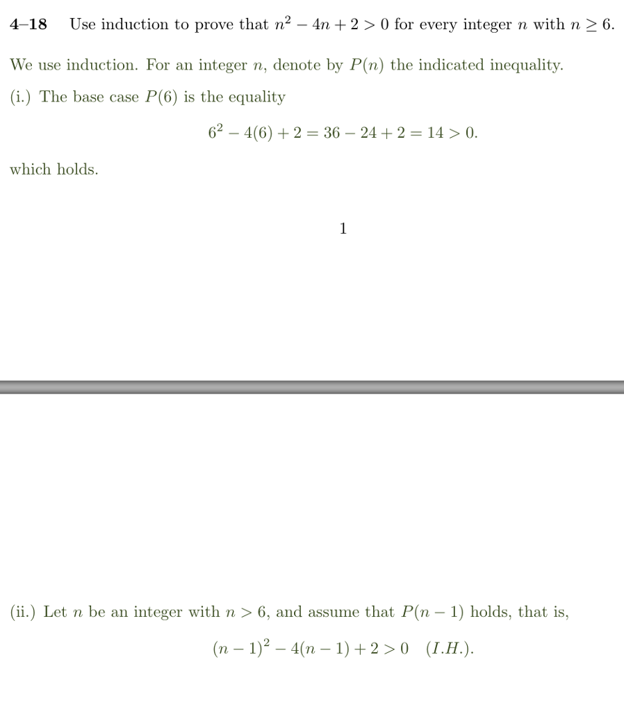 Solved 4-18 Use induction to prove that n2-4n + 2 > 0 for | Chegg.com