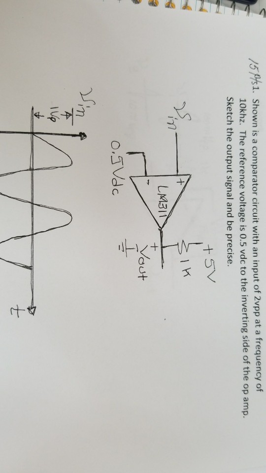 Solved /5M41. Shown is a comparator circuit with an input of | Chegg.com