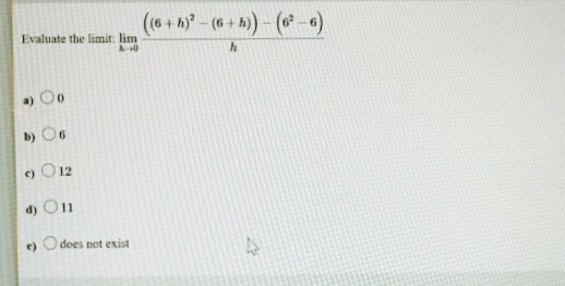 Solved Evaluate the limit: lim h tends to 0 | Chegg.com