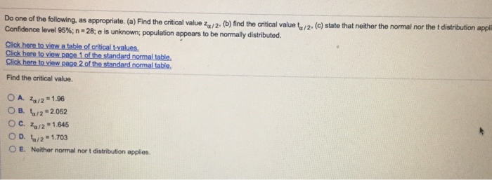 Solved Find the critical value z_alpha/2. (b) find the | Chegg.com