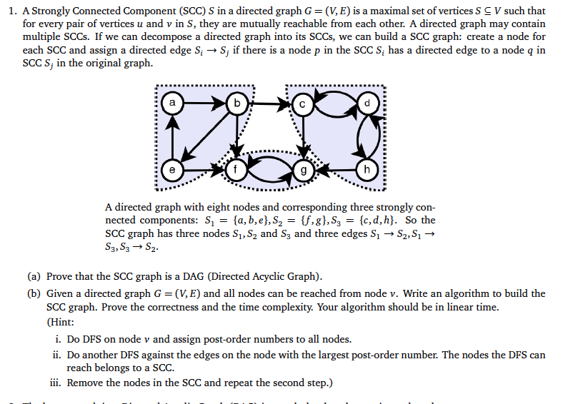 A Strongly Connected Component (SCC) S in a directed | Chegg.com