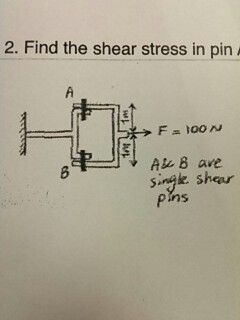 Solved find the shear stress in pin a. pin cross sectional | Chegg.com