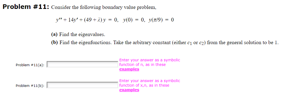 Solved Problem #11: Consider the following boundary value | Chegg.com